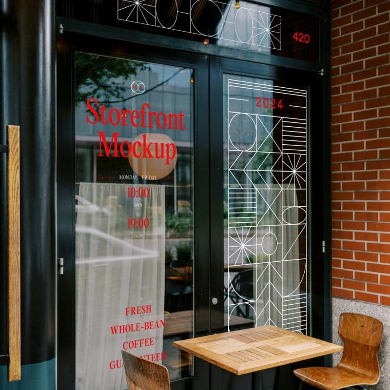 Free Restaurant Window Mockup PSD