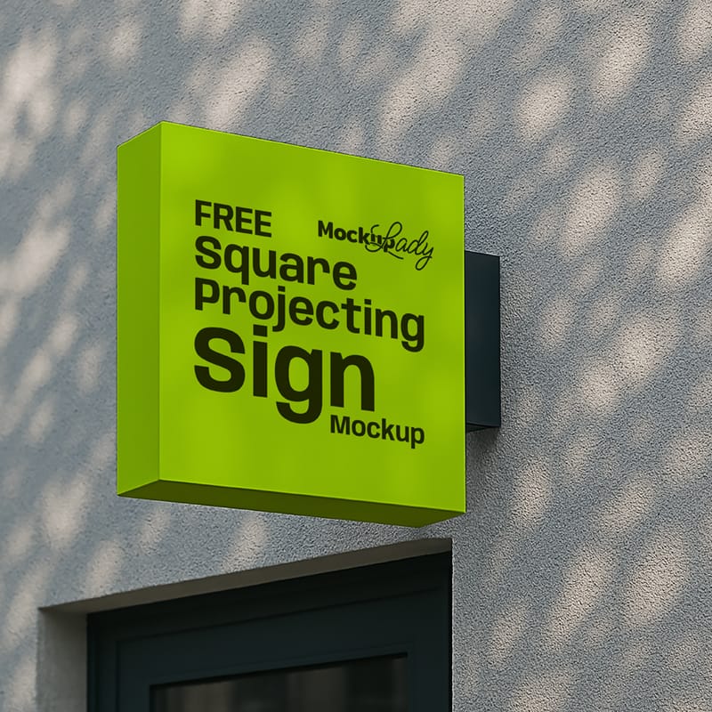 Free Square Projecting Sign Mockup PSD