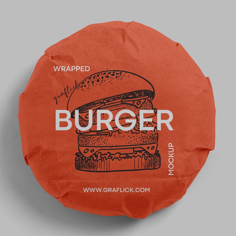 Free Wrapped Burger Mockup PSD