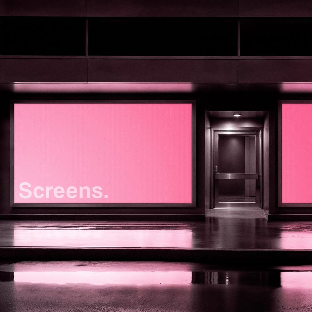 Free Glowing Storefront Screens Scene Mockup PSD