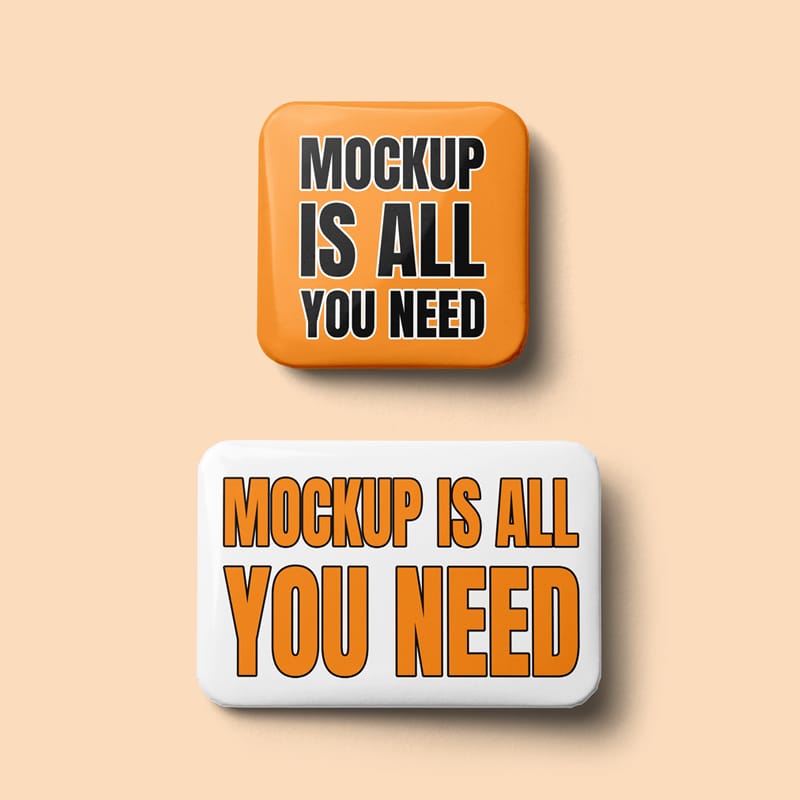 Free Square And Rectangle Badge Mockup PSD