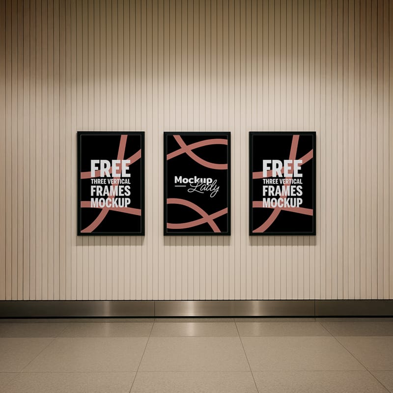 Free Three Vertical Frames Mockup PSD