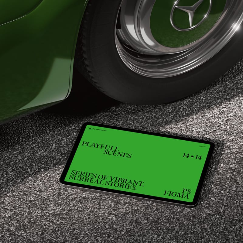 Free IPad Mockup On Asphalt PSD