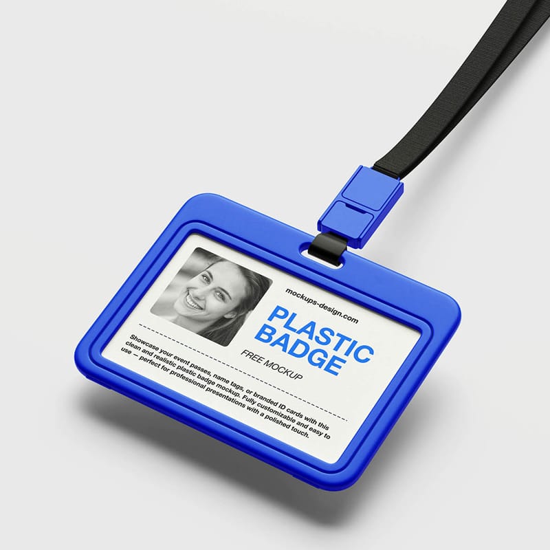 Free Clean Plastic Badge Mockup PSD