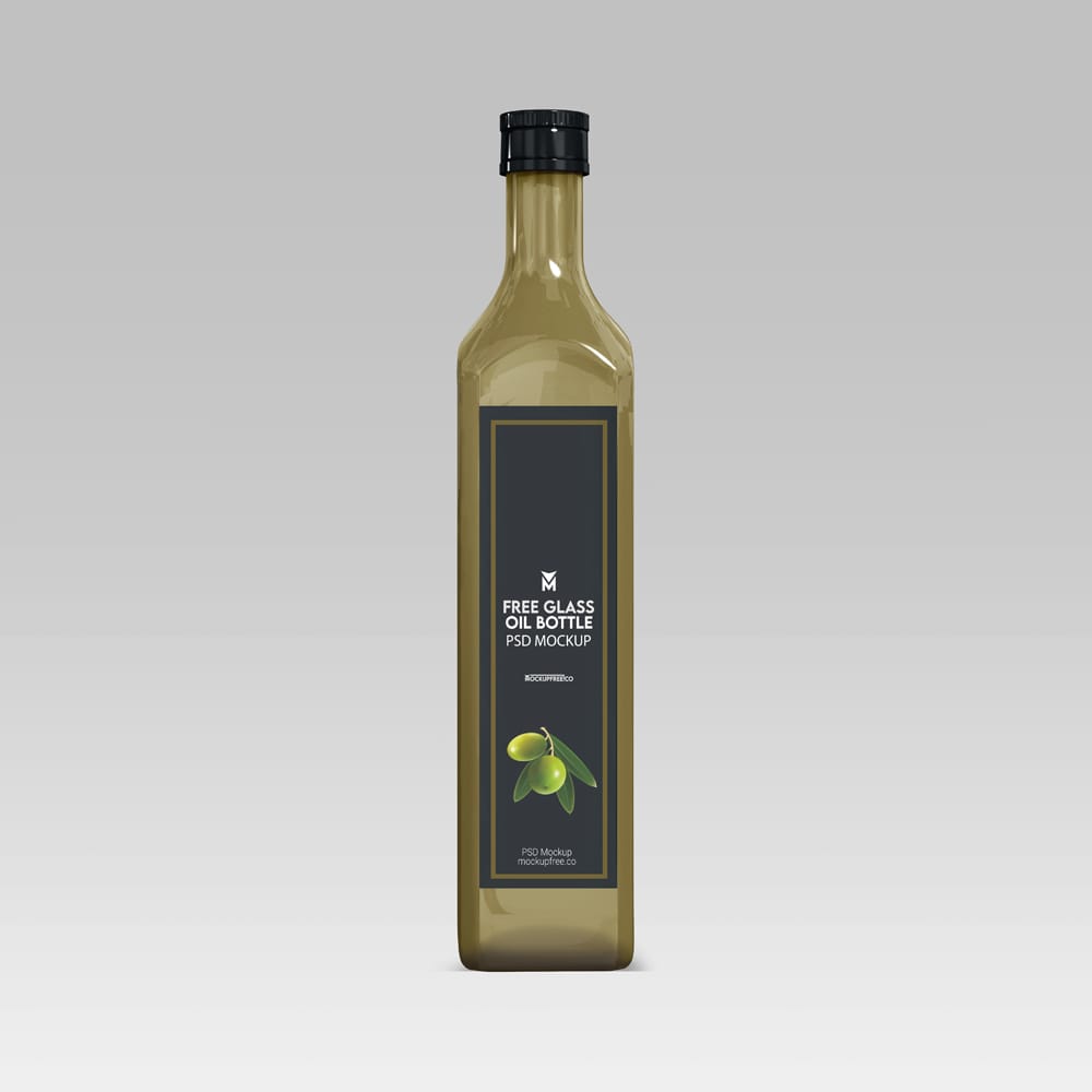 Free Glass Oil Bottle Mockup PSD