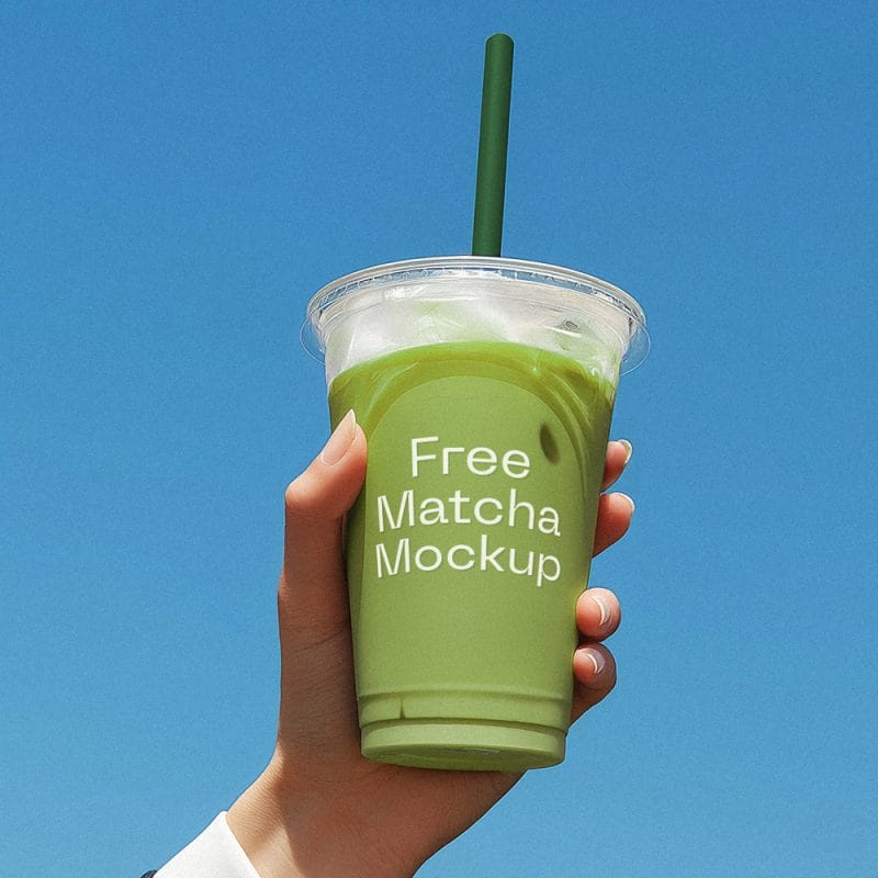 Free Matcha Plastic Cup Mockup PSD