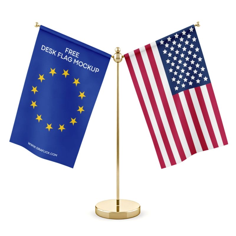 Free Office Table Flag Mockup PSD