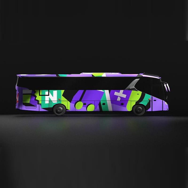 Free Modern Coach Bus Mockup PSD