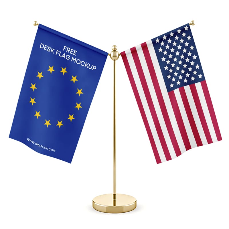 Free Office Table Flag Mockup PSD