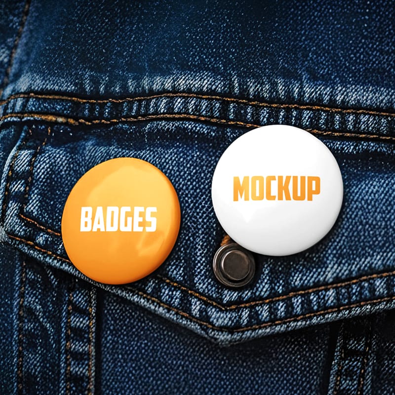 Free Pin Button Badges Mockup PSD