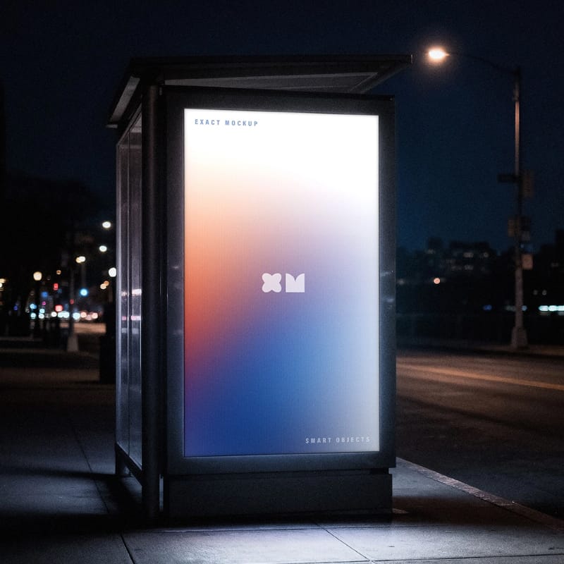 Free Bus Stop Vertical Screen Mockup PSD