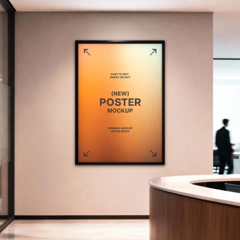 Free Framed Office Poster Mockup PSD