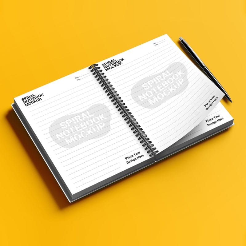 Free Spiral Notebook Branding Mockup PSD
