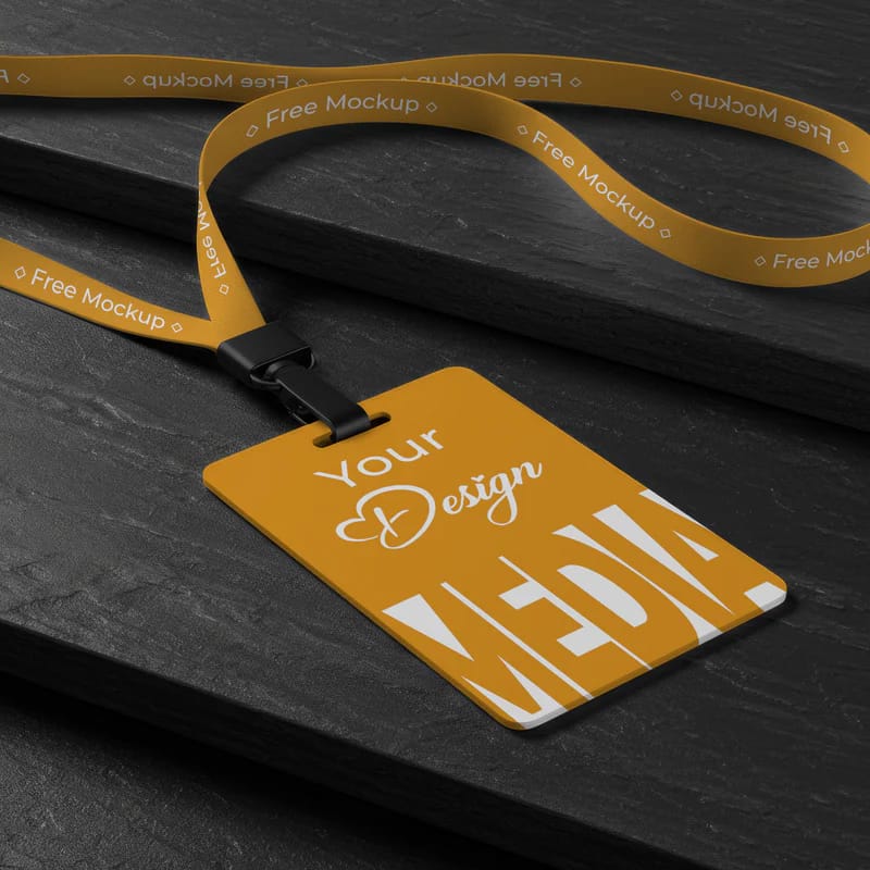 Free ID Card On Dark Steps Mockup PSD