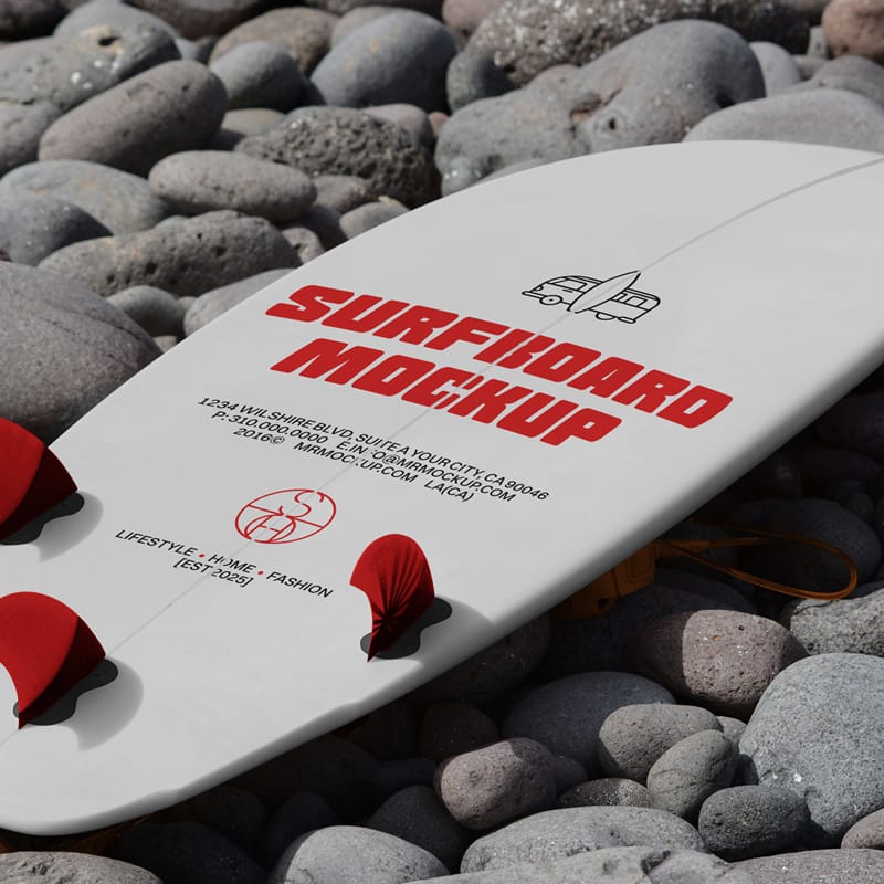 Free Photorealistic Surfboard Mockup PSD