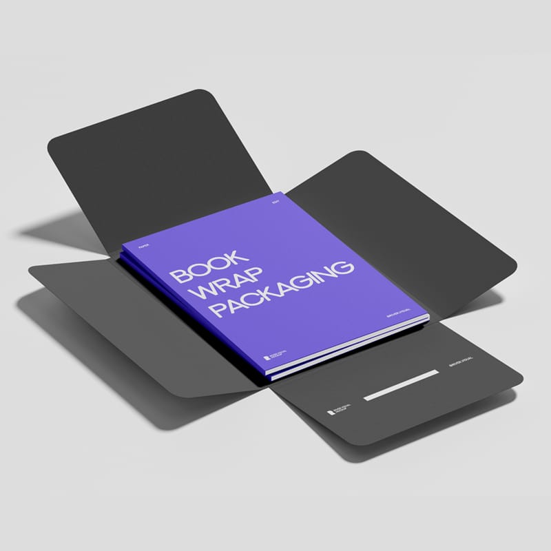 Free Book Wrap Packaging Mockup PSD