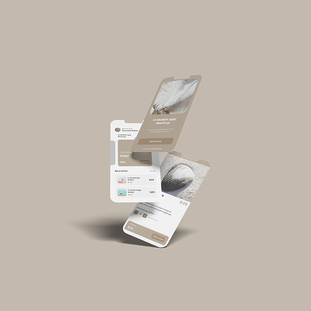 Free Floating UI Screen Mockup PSD