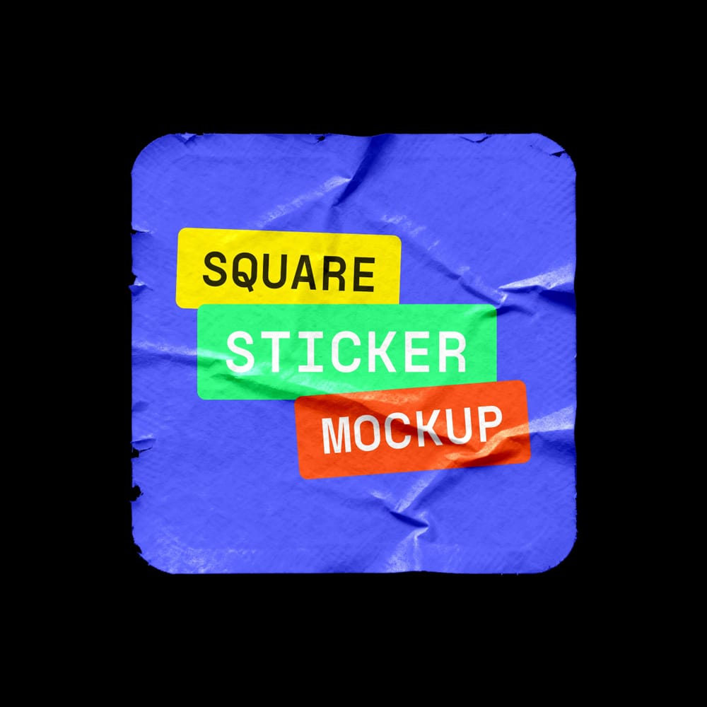 Free Glued And Worn Rectangle Sticker Mockup PSD