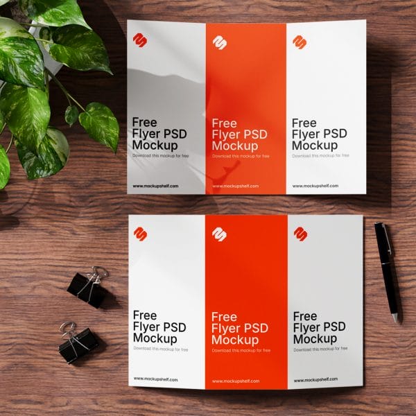 Free Minimalist Tri-Fold Flyer Mockup PSD