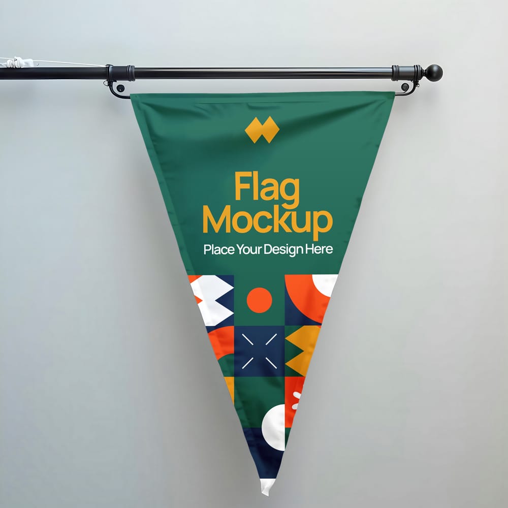 Free Pennant Flag Mockup Template PSD