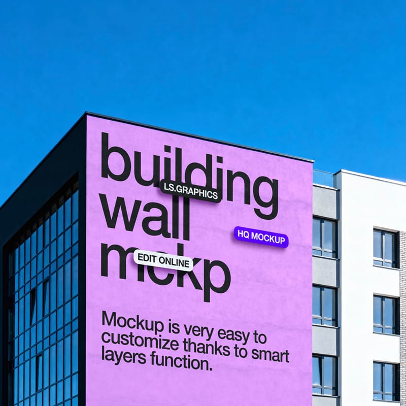 Free Modern Building Wall Mockup PSD