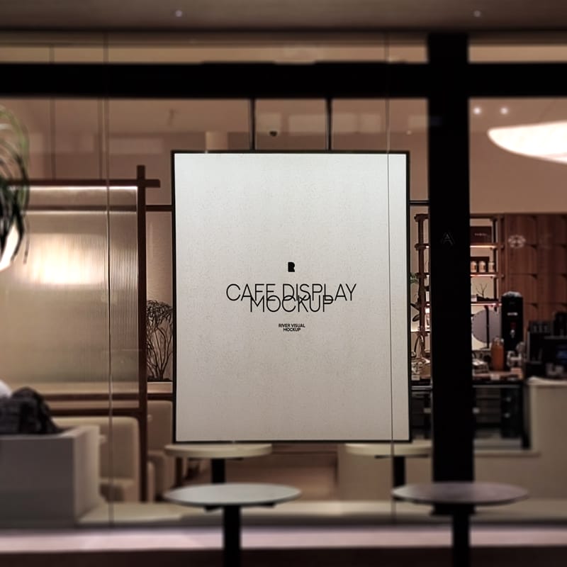 Free Cafe Display Mockup PSD