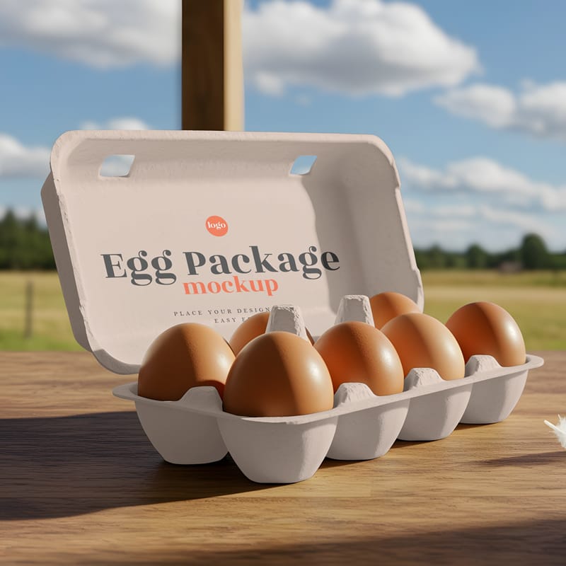 Free Cardboard Egg Package Mockup Template PSD
