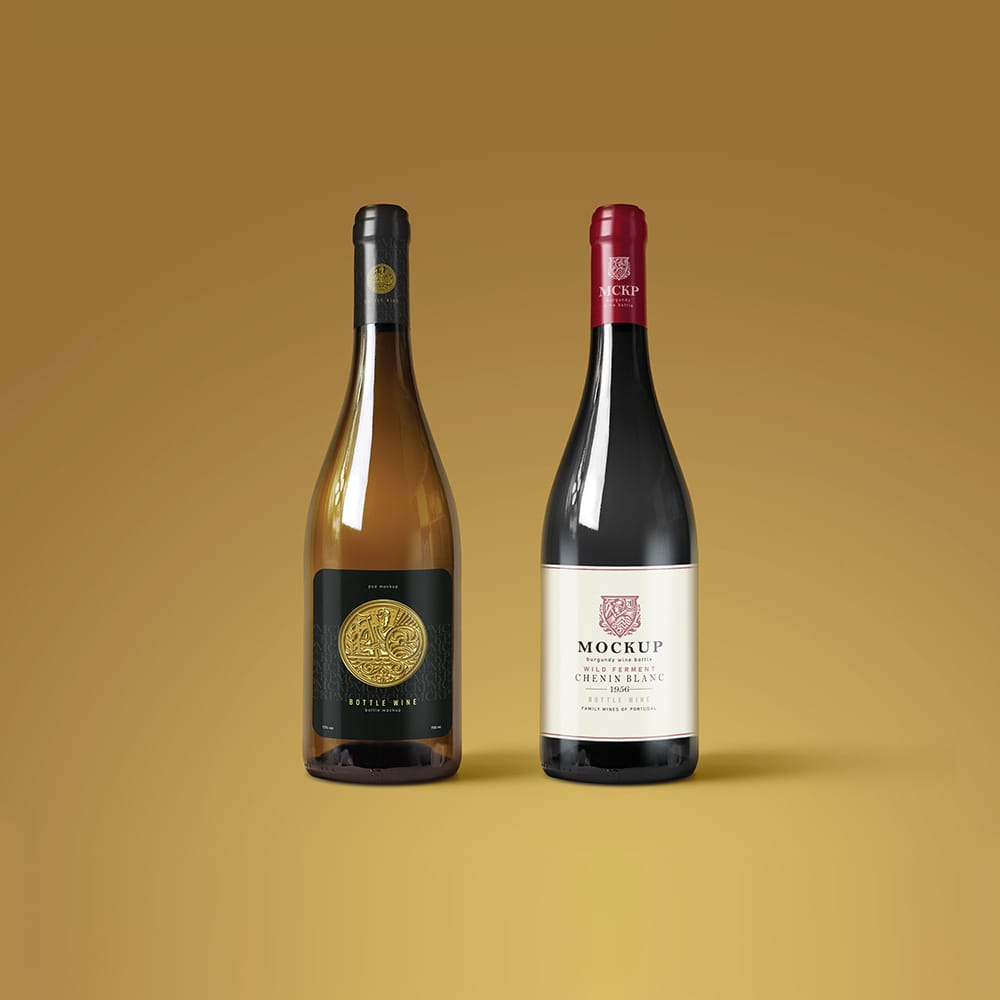 Free Burgundy Wine Bottle Mockup Template PSD