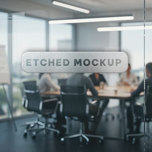 Free Etched Logo On Glass Panel Mockup PSD