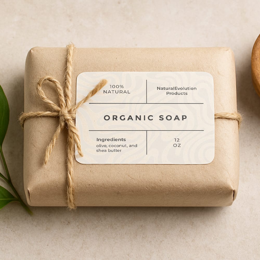 Free Organic Soap Label Mockup PSD