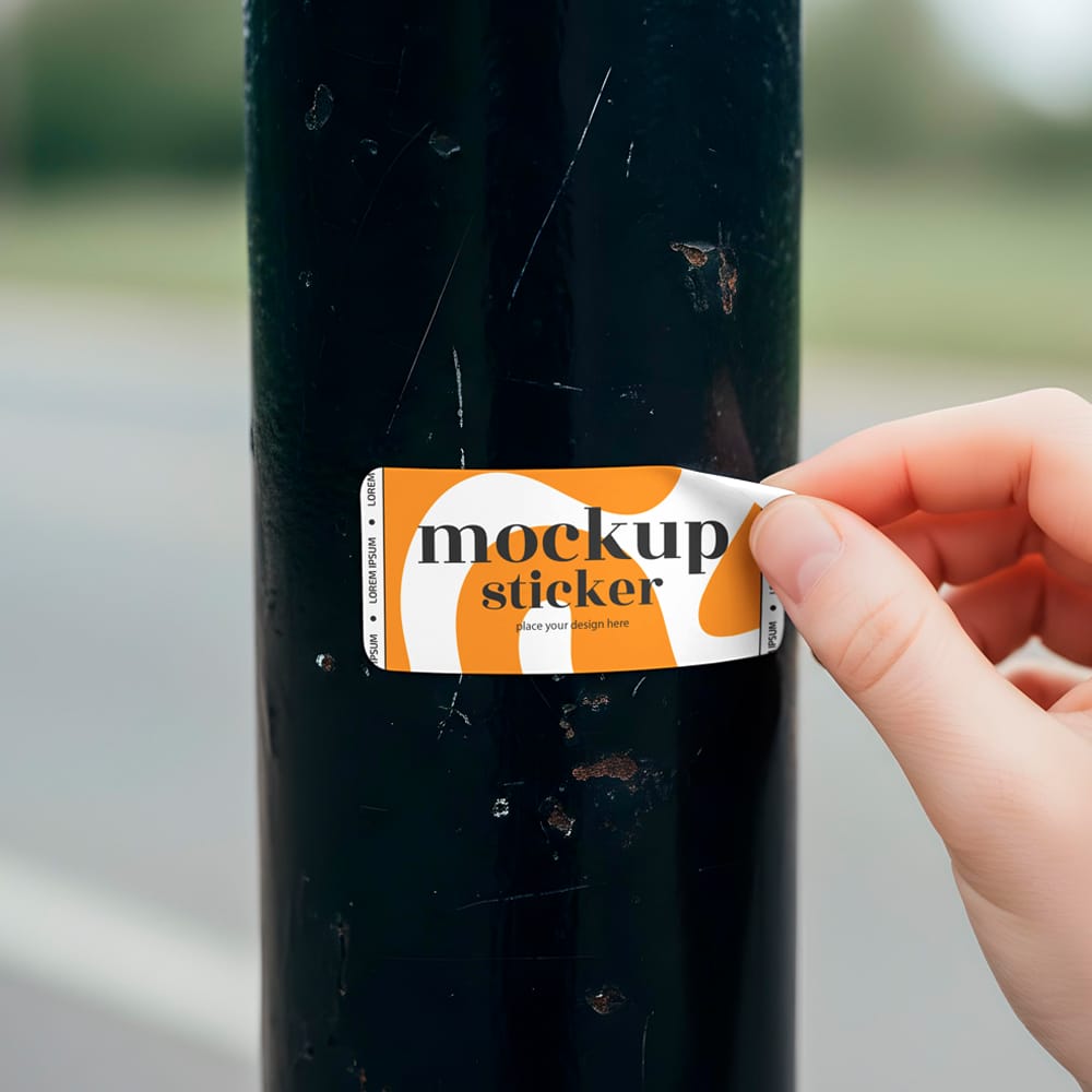 Free Peeling Off Sticker Mockup PSD