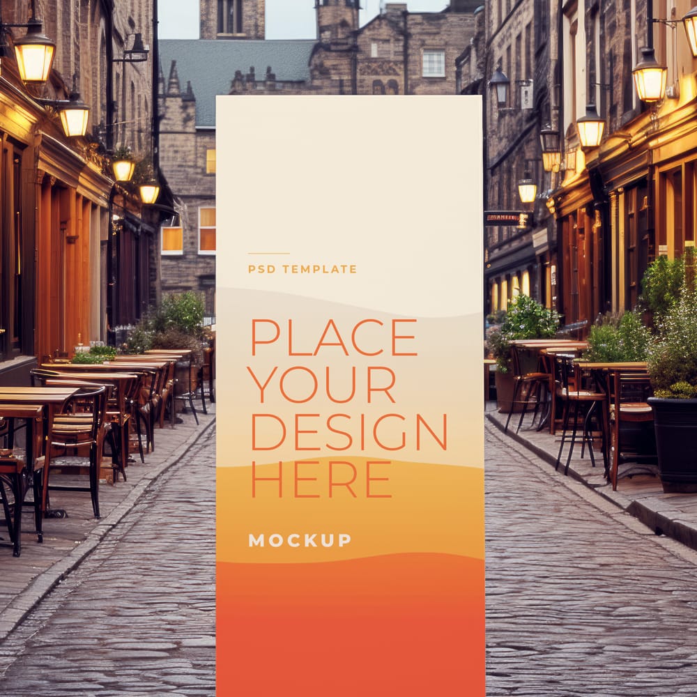 Free Realistic Outdoor Vertical Poster Mockup PSD