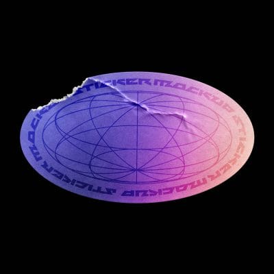 Free Ripped Oval Sticker Mockup PSD