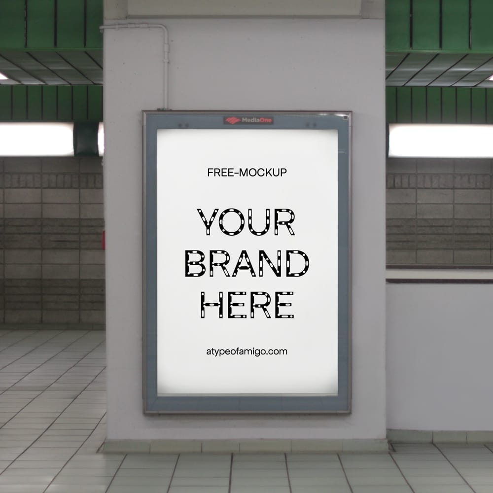 Free Underground Billboard Mockup Template PSD