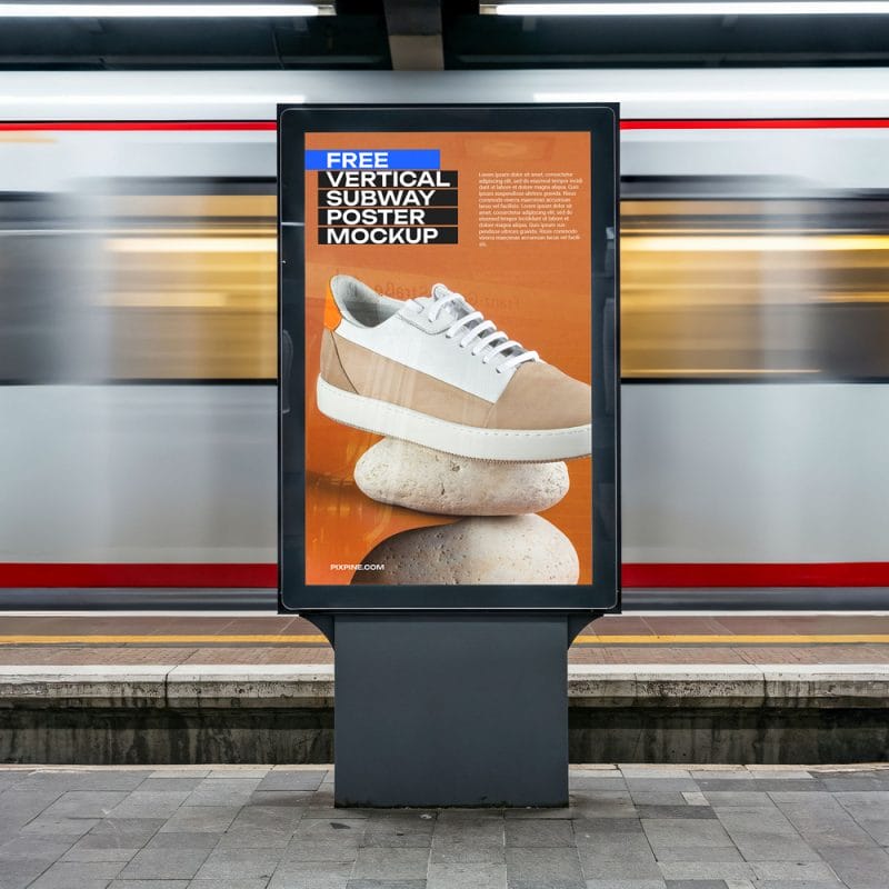 Free Vertical Subway Poster Mockup PSD