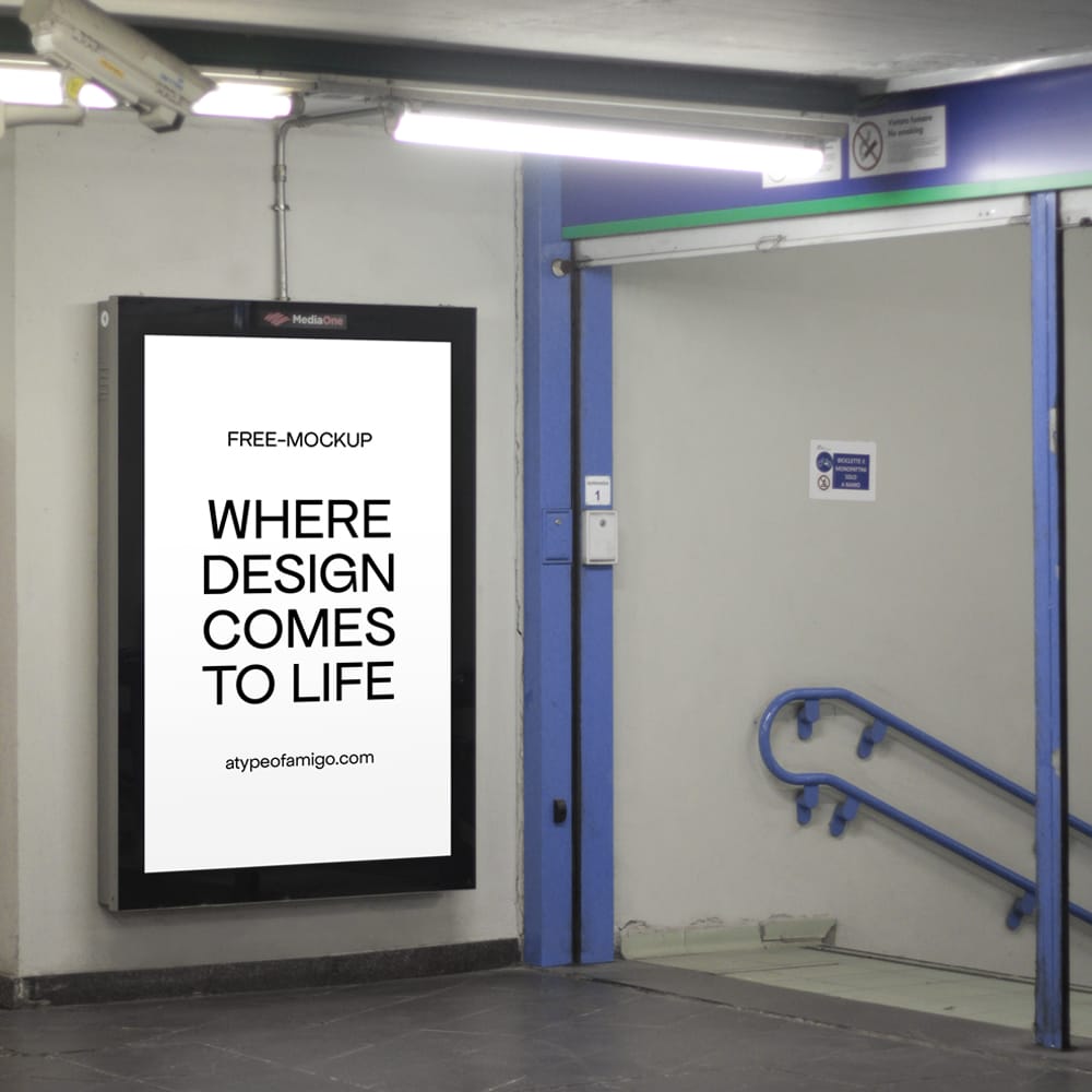 Free Vertical Underground Poster Mockup PSD