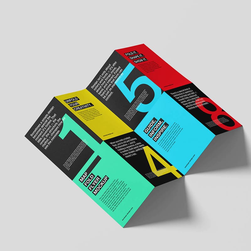 Free Map Folded Flyer Mockup Template PSD