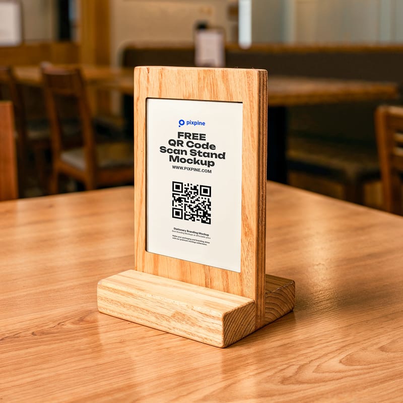 Free QR Code Stand Mockup PSD