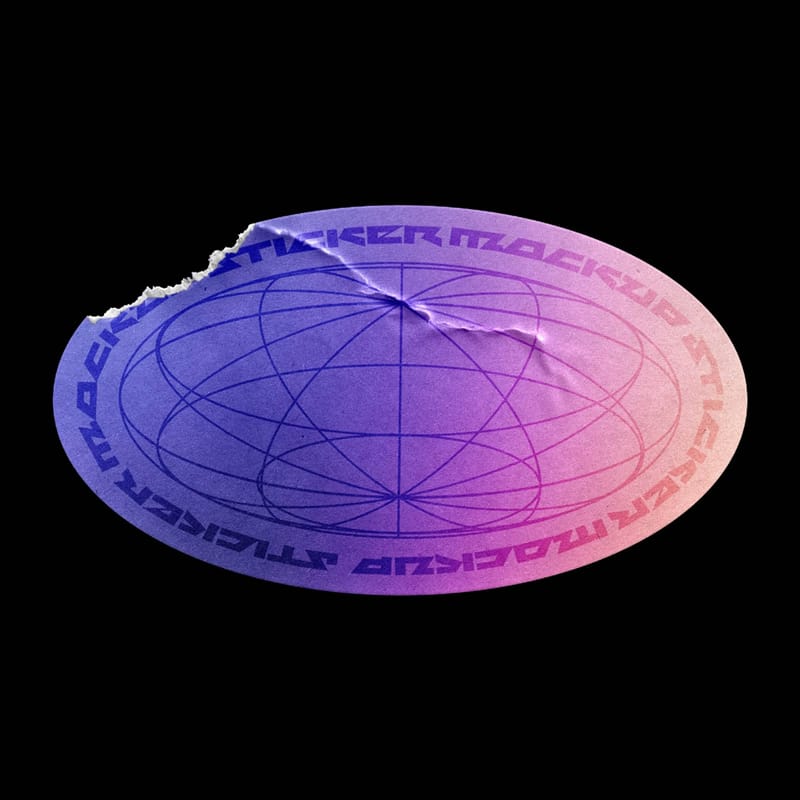 Free Ripped Oval Sticker Mockup PSD