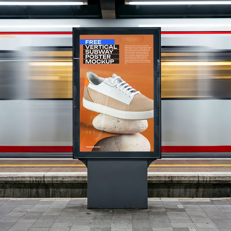Free Vertical Subway Poster Mockup PSD