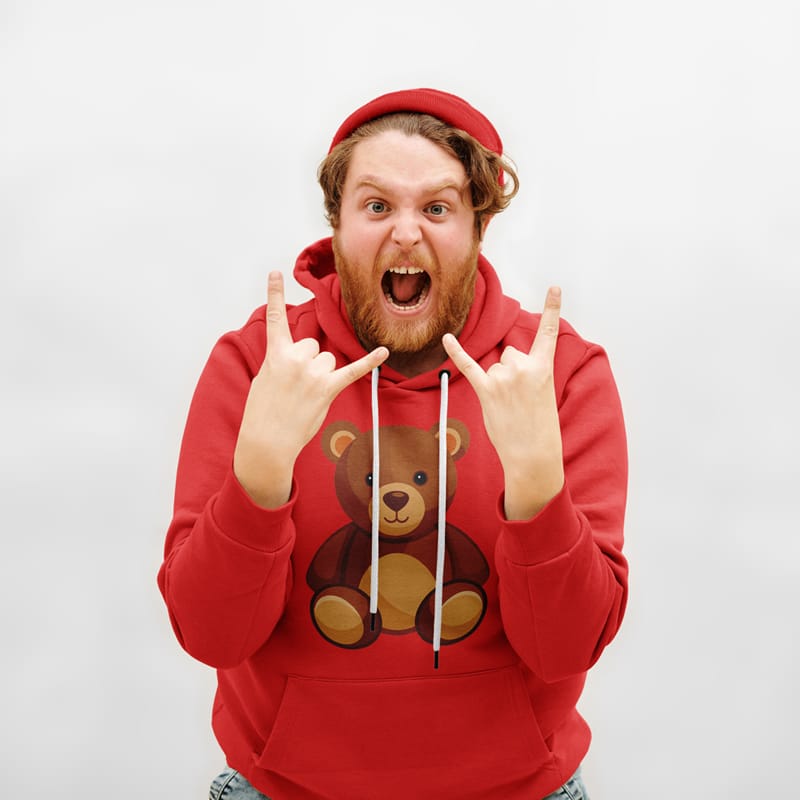 Free Emotional Man Wearing Hoodie Mockup PSD