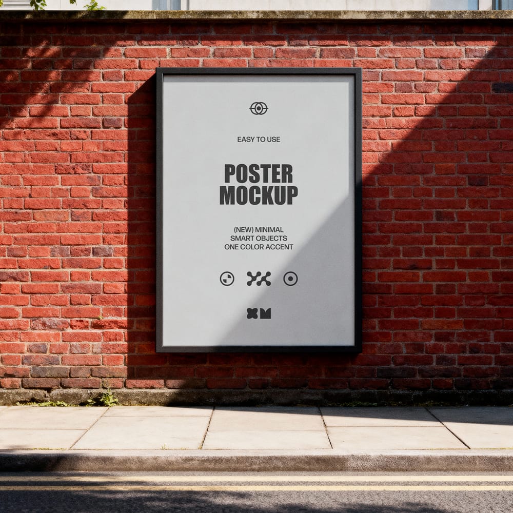 Free Daylight Street Poster Frame Mockup PSD