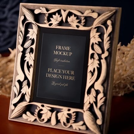 Free Fantasy Dark Frame Mockup PSD