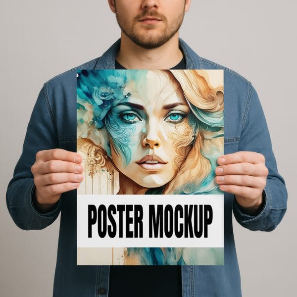 Free Poster Front View Mockup PSD