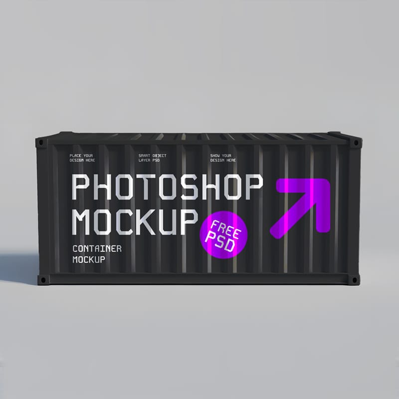 Free Shipping Container With Banner Mockup PSD
